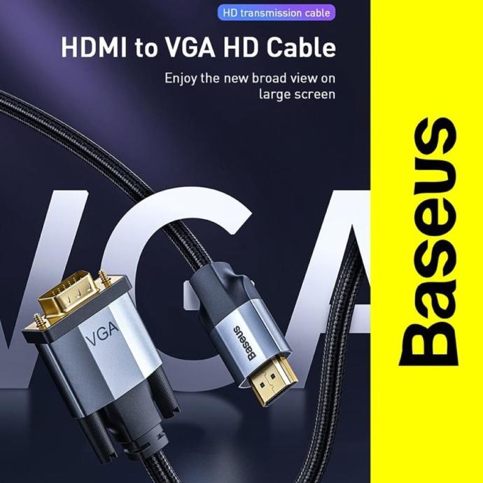 Jual Baseus Kabel 4K Hdmi Male To Vga Male Projector Cable Converter Pc ...