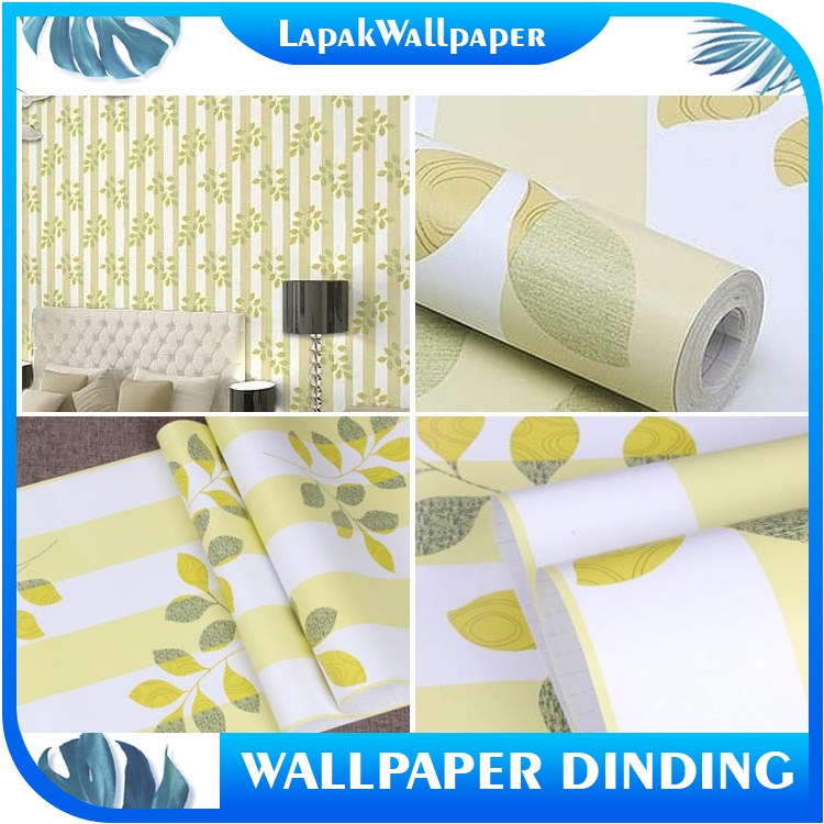 Jual COD Wallpaper Dinding 8m Motif Daun Salur Hijau Wallstiker Premium Hight Quality Stiker ...