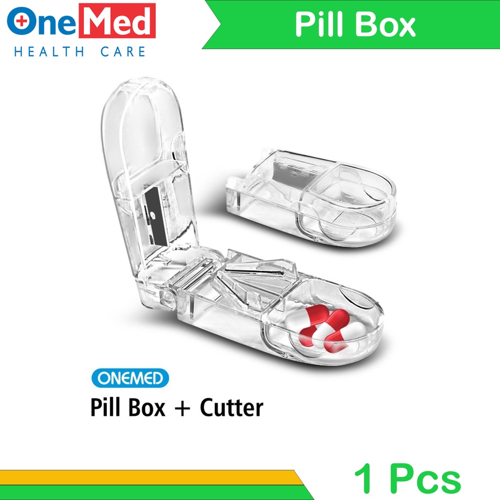 Jual Pill Box Kotak Tempat Penyimpanan Obat + Pill Cutter Pemotong Obat ...