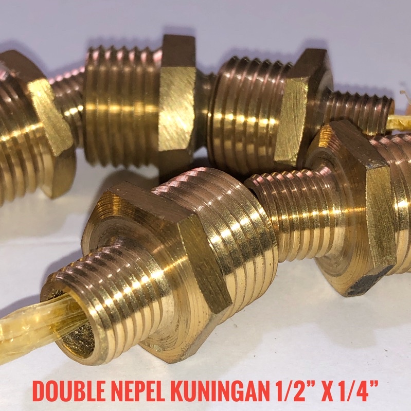 Jual Double Nepel Kuningan ukuran 1/2" x 1/4" | Shopee Indonesia