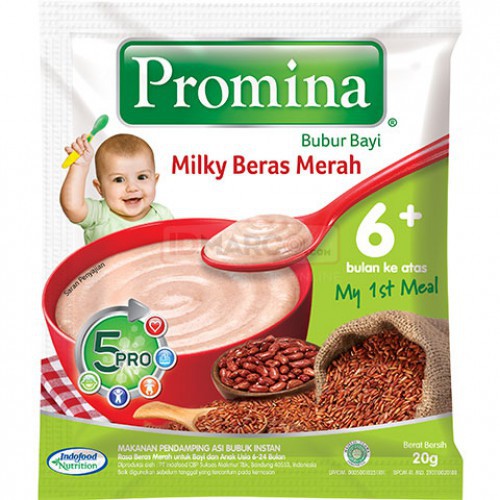 Jual PROMINA BUBUR BAYI 6+ MILKY BERAS MERAH 20G SACHET | Shopee Indonesia
