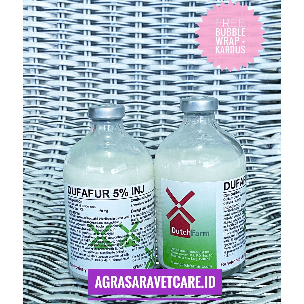 Jual DUFAFUR 5% INJECT (CEFTIOUFUR) 100 ML - MIRIP CEFTIONEL | Shopee ...