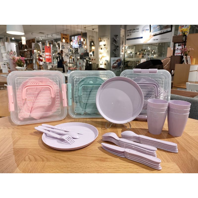 Jual NZK_ALAT MAKAN SET/PIKNIK SET/PIRING GELAS SENDOK SET | Shopee ...