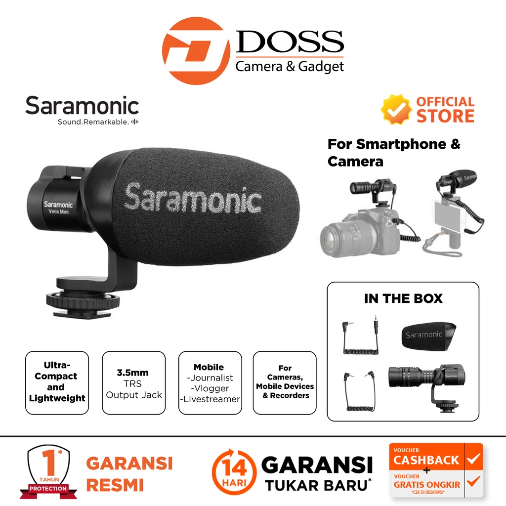 Jual Saramonic Vmic Mini Microphone for DSLR and Smartphones/Saramonic ...