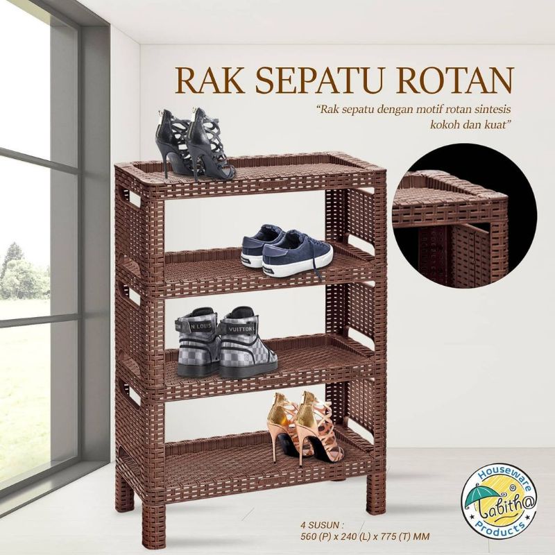 Jual rak sepatu plastik rotan luxury susun 3 4 5 Tabitha topstar ...