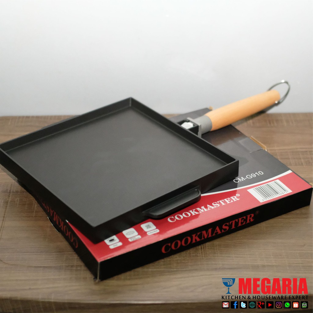 Jual Grill Pan 2 in 1 COOKMASTER Teflon Gagang Kayu | Shopee Indonesia