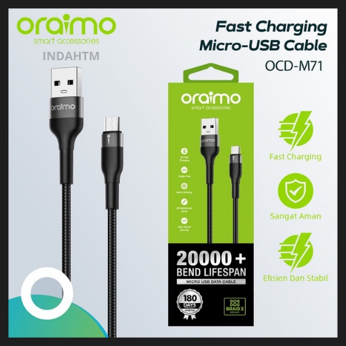 Jual Oraimo Cable Data Micro OCD-M71 USB Fast Charging Android Original ...