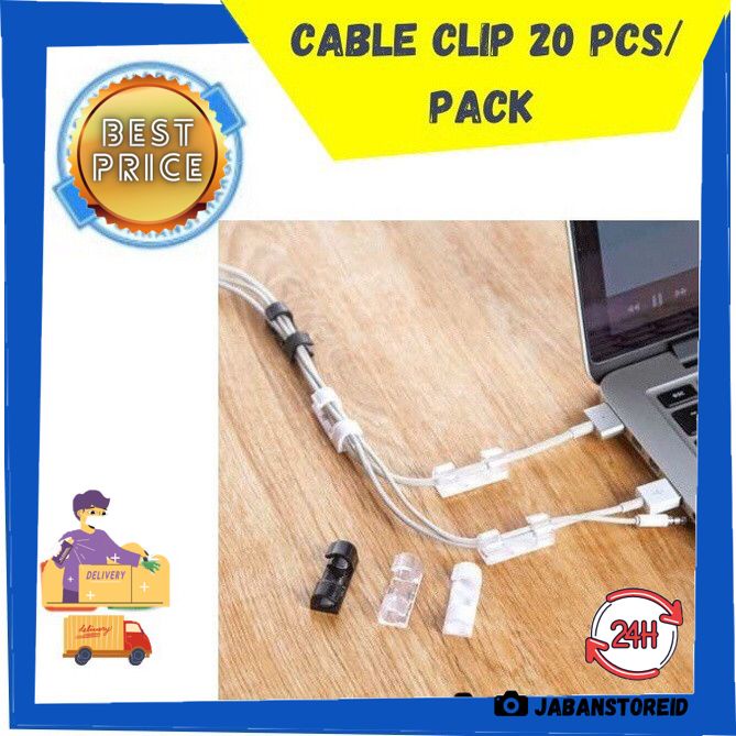 Jual Pengikat kabel Klip Kabel Organizer Cable Clip 20 pcs | penjepit ...