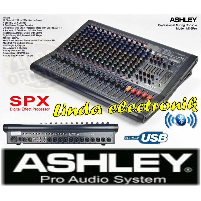Jual mixer ashley m16pro m16 pro m 16pro 16 channel original | Shopee ...