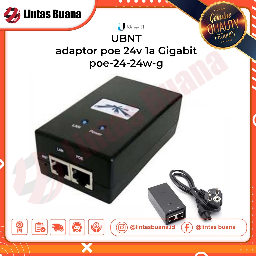 Jual Ubiquiti UBNT adaptor poe 24v 1a Gigabit - poe-24-24w-g | Shopee ...