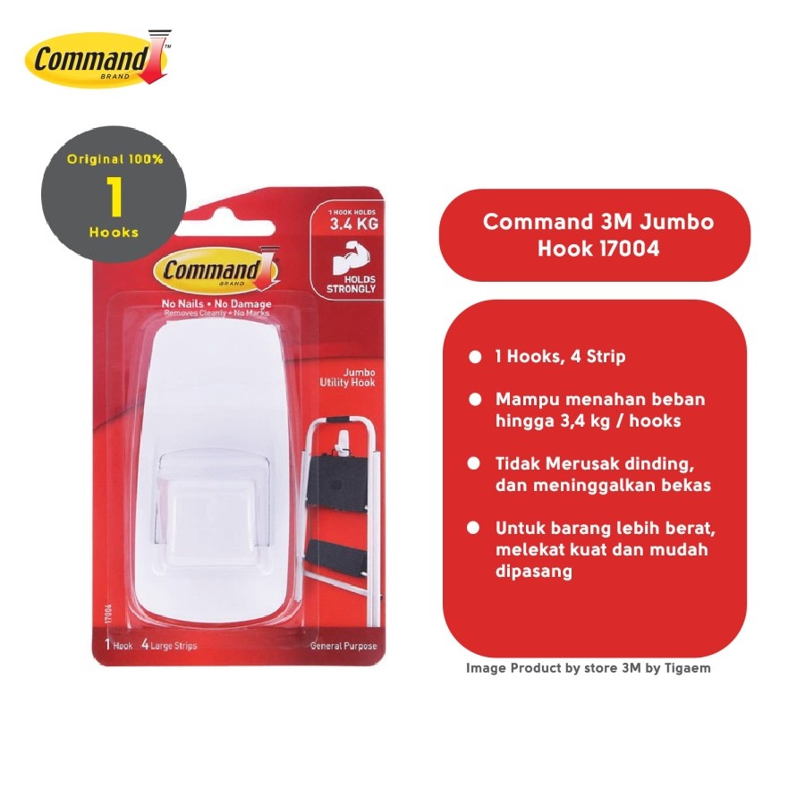 Jual Gantungan Jumbo Hook 3M Command 17004 | Shopee Indonesia