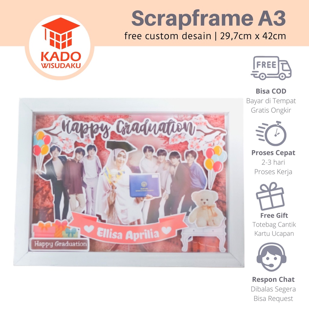 Jual Scrap Frame Fiber A3 Kado Wisuda | Shopee Indonesia