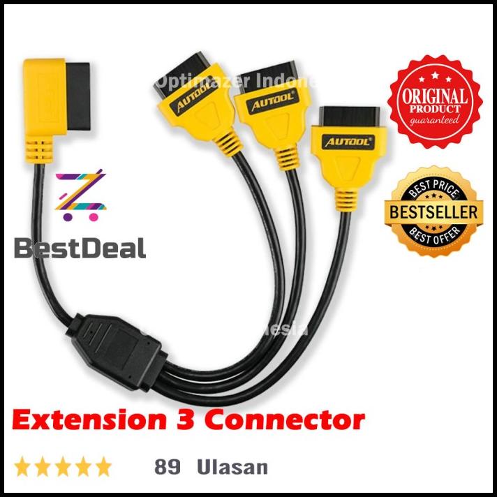 Jual AUTOOL OBD2 16PIN 1 to 3 Splitter Extension Cable Connector ...