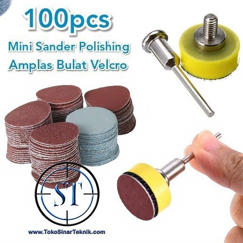 Jual Mini Sander Disc 1inch 25mm 100pcs Amplas Gosok Velcro Mini ...