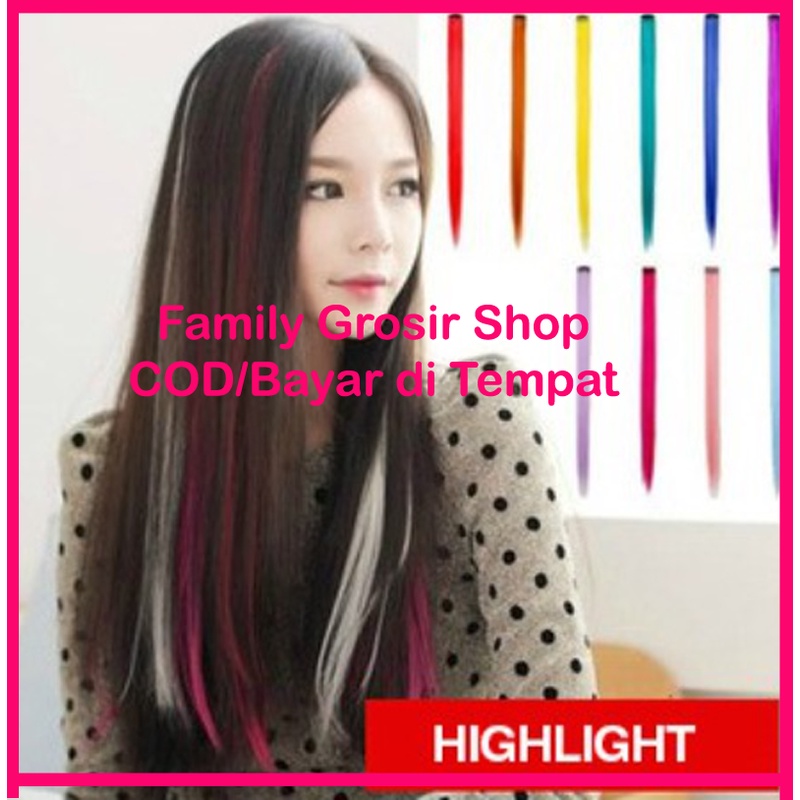 Jual HLP HL WARNA POLOS clip on 55cm hair clip warna highlight rambut ...