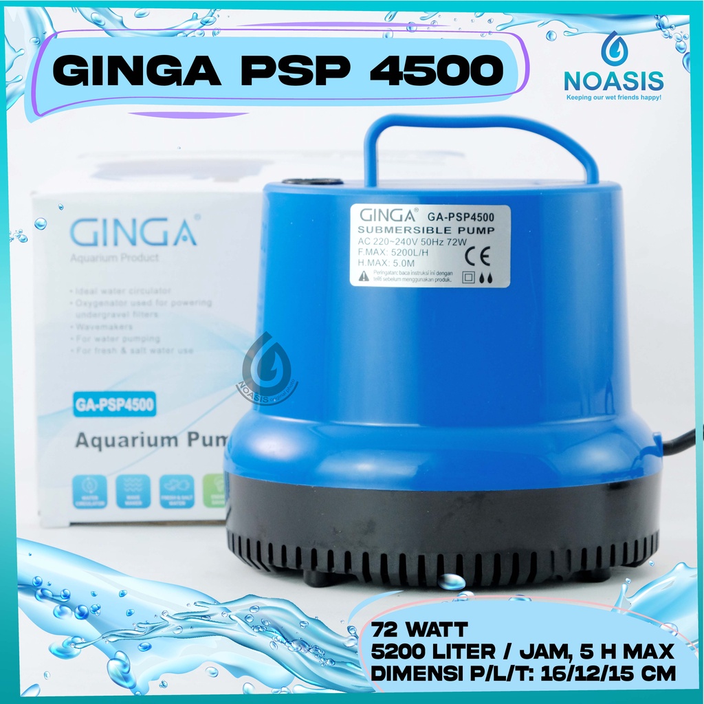 Jual POMPA AIR CELUP AQUARIUM 72 W GINGA GA PSP 4500 PSP-4500 KOLAM ...