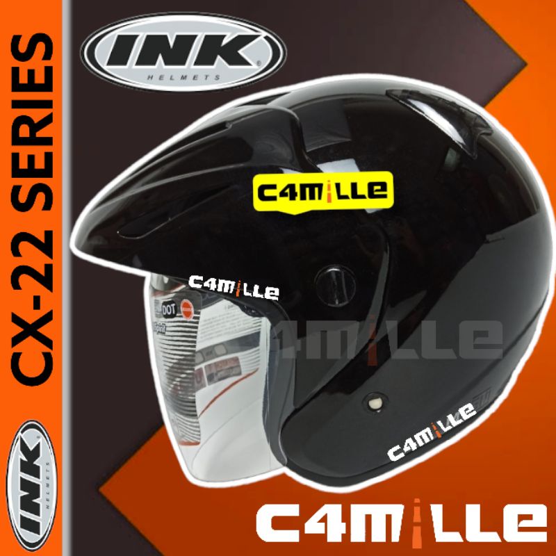 Jual HELM INK CX 22 ORIGINAL BLACK METALIC HALF FACE | Shopee Indonesia