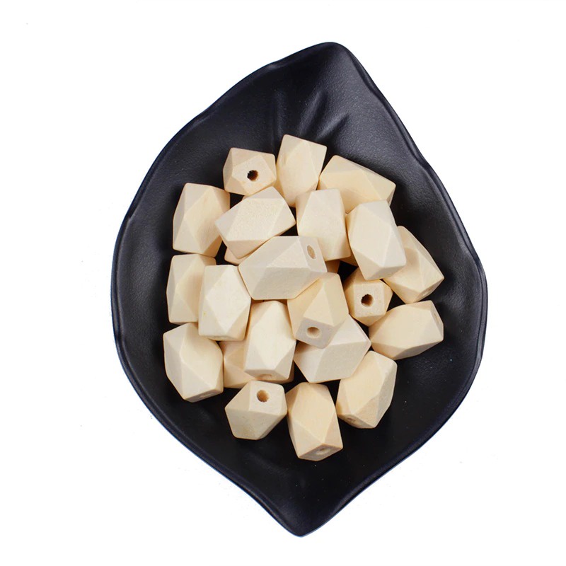 Jual [6 PCS] Manik Kayu Bulat Natural / Wooden Beads Octagonal Panjang ...