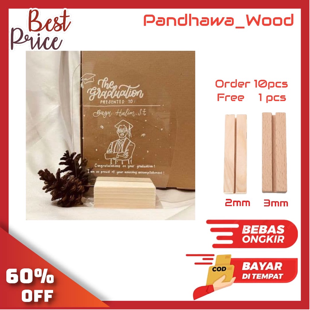 Jual Stand Kayu Akrilik Non Finishing (10 pcs Gratis 1pcs) | Shopee ...