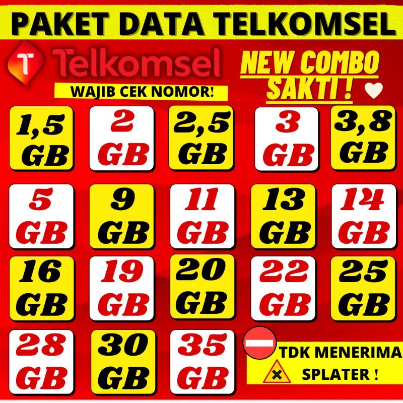 Jual Paket Data Tsel Kuota Combo Sakti Full 24 Jam 30 Hari 1GB 2GB 3GB ...