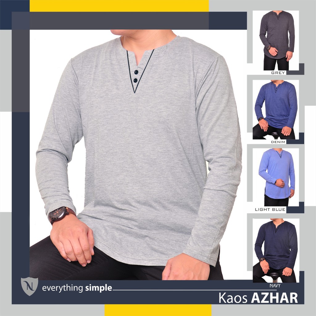 Jual Baju Koko Muslim Pria Dewasa Big Size Polos Lengan Panjang Katun ...