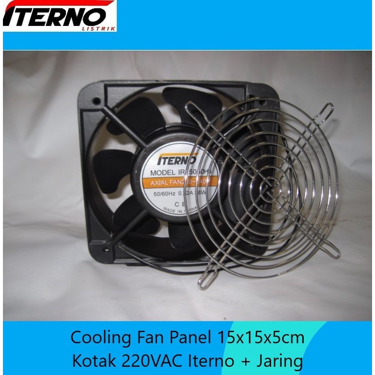 Jual Cooling Fan Panel 15x15x5cm 6in Kotak 220VAC Iterno + jaring ...