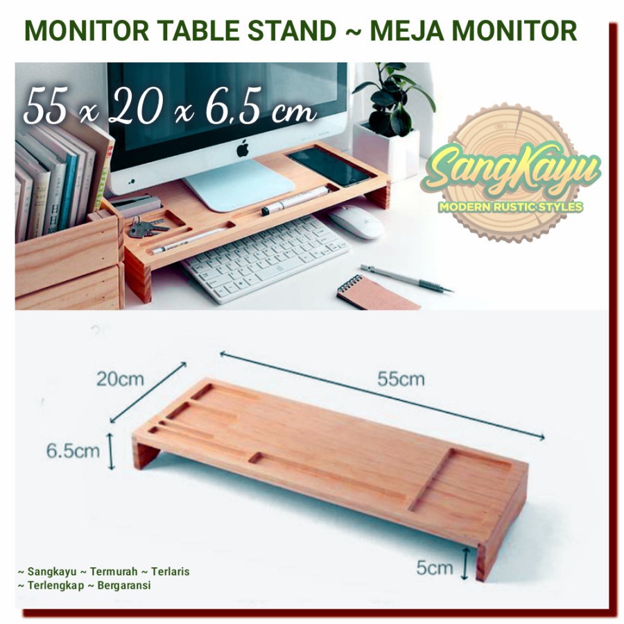 Jual SangKayu Meja Monitor Kayu Komputer Meja Laptop Table Monitor ...