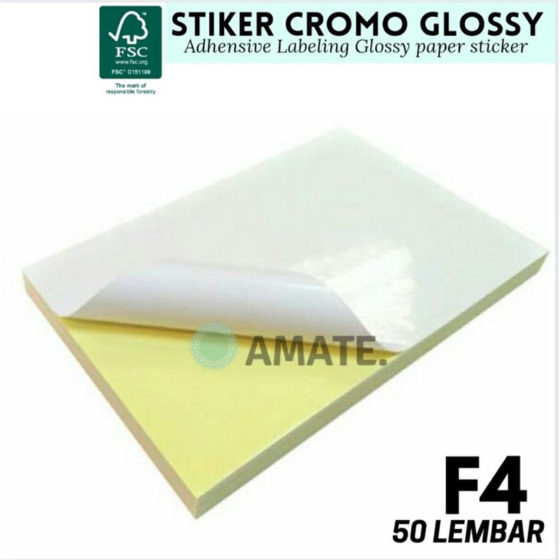 Jual Kertas Stiker Glossy / Mengkilap Isi 50 Lembar F4 (Folio) Cromo ...