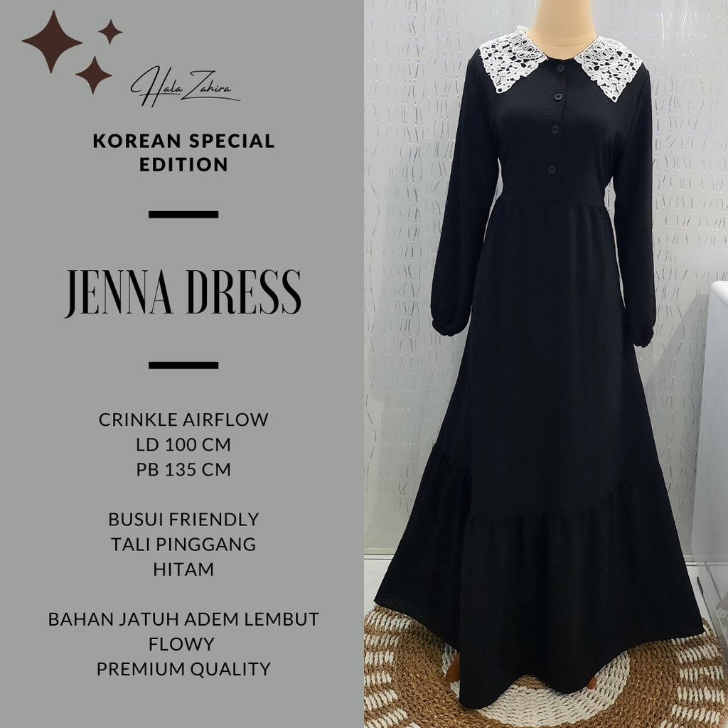 Jual Jenna Gamis Hitam Polos Model Korean Look Berbahan Crinkle Airflow ...