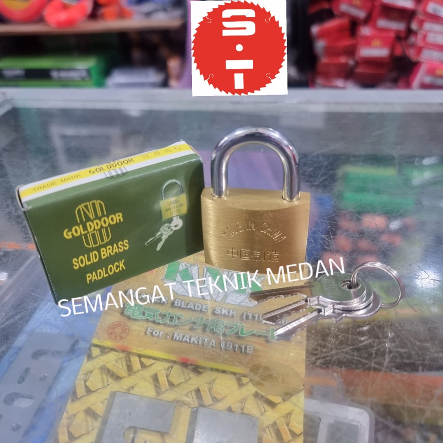 Jual 40mm GEMBOK KUNINGAN SOLID BRASS PADLOCK 40mm 40 mm GOLDDOOR GOLD ...