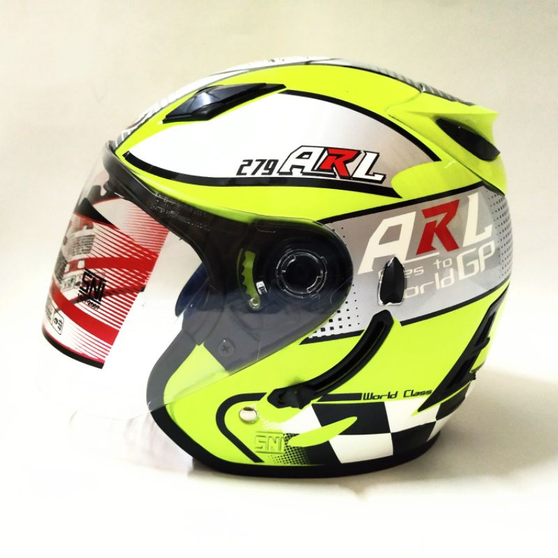 Jual Helm ARL Centro Double Visor MotoGP Kuning Half Face SNI. | Shopee ...