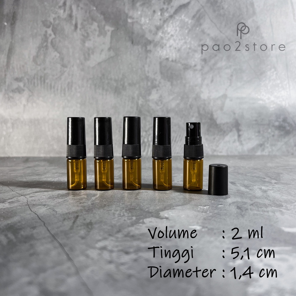 Jual Botol Spray Kaca 2ml AMBER / Coklat Tutup HITAM - Refillable ...