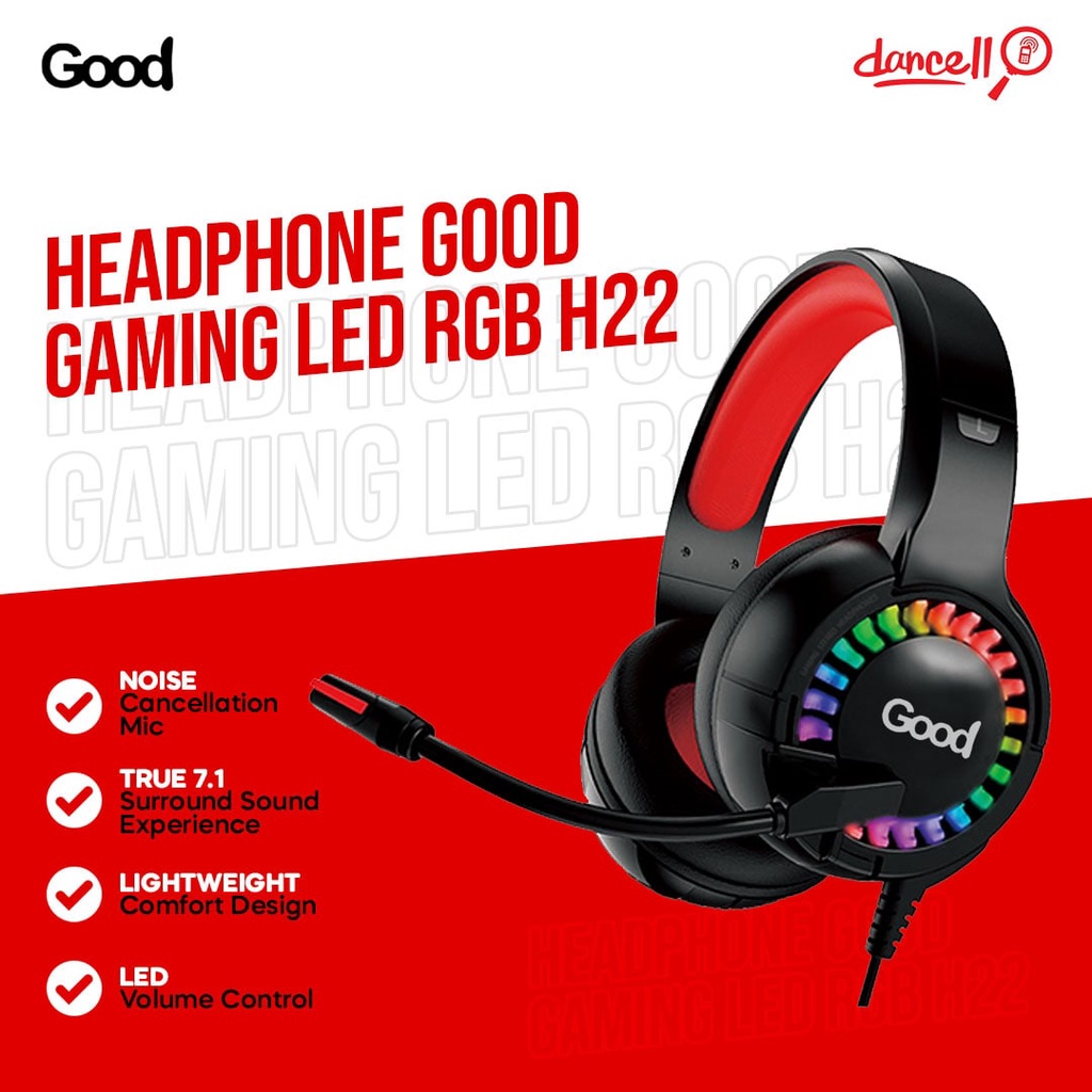 Jual WIRED HEADPHONE GOOD GAMING LED RGB H22 HF KABEL STEREOP BASS ...