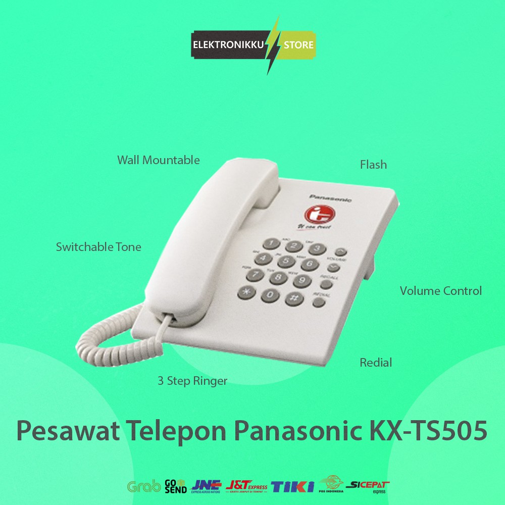 Jual Telephone Panasonic KX-TS505 Pesawat Telepon Kabel Rumah Kantor Indihome - White | Shopee ...