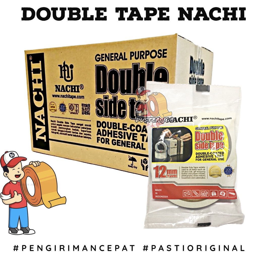 Jual [PER 1 DUS] Double Tape Nachi 12mm 1/2inch 10 YARD (1 DUS ISI 160 ROL) | Shopee Indonesia