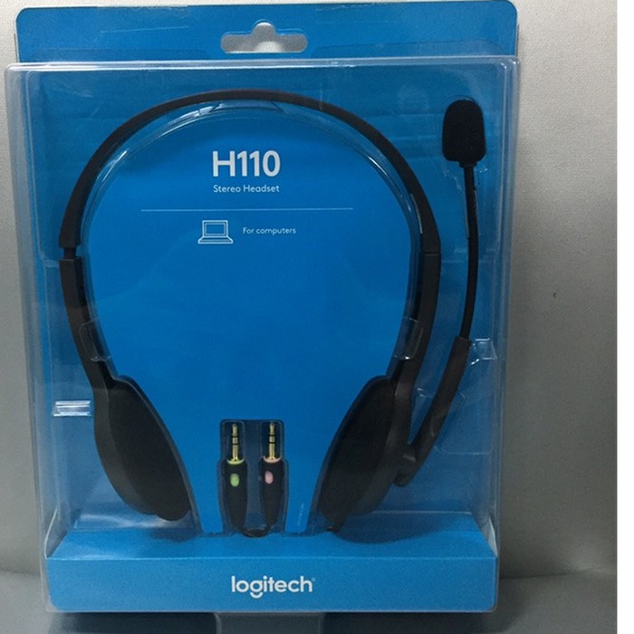 Jual LOGITECH H110 Stereo Headset Logitech H 110 Headphone Mic Jack ...