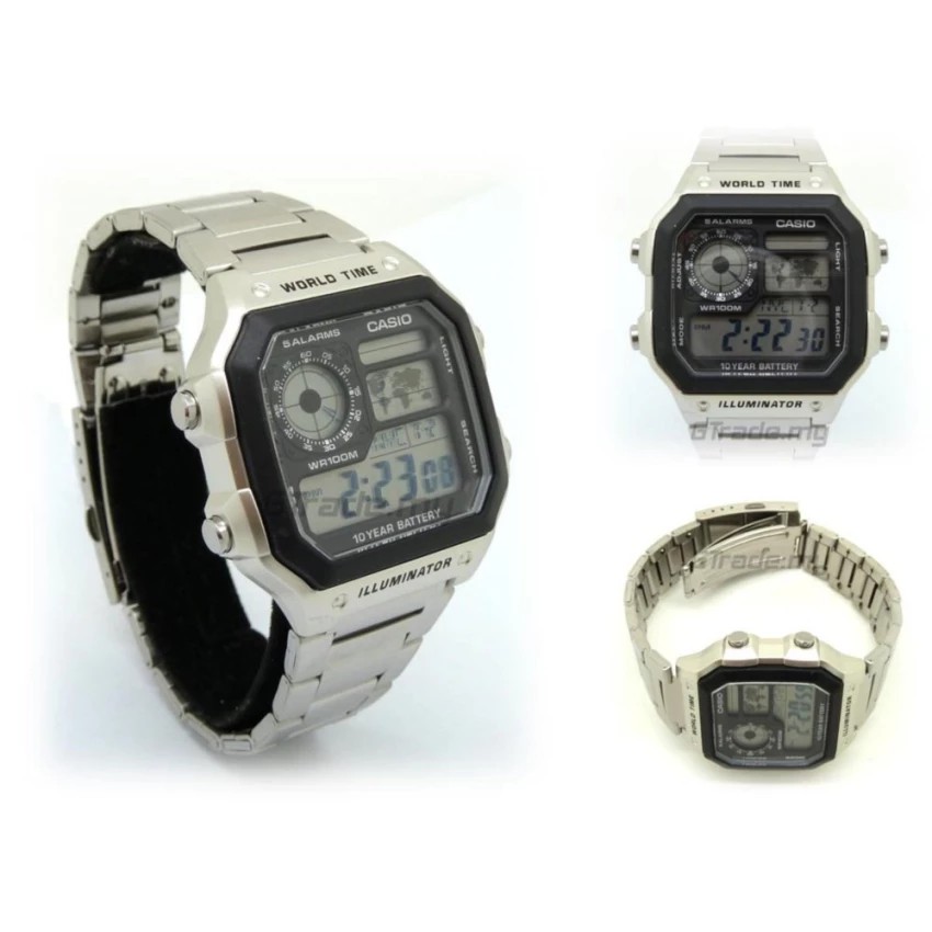 Jual Casio General AE1200WHD-1A / AE-1200WHD-1A Jam Tangan Pria Digital Stainless Rantai Silver ...