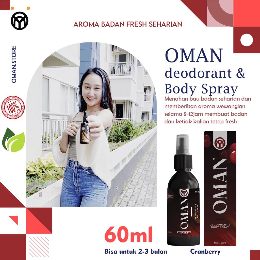 Jual [CRANBERRY]OMAN Natural Deodorant Deodoran Body Spray Alami ...