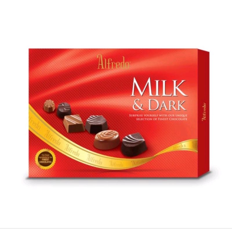 Jual Alfredo Chocolate Box 110 Gram Milk White Dark Coklat Alfredo ...