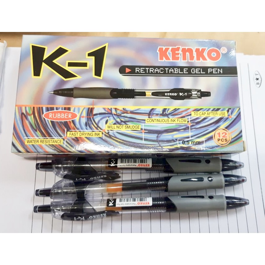 Jual Pulpen Gel Kenko K-1 - HITAM (isi 12 pcs) | Shopee Indonesia
