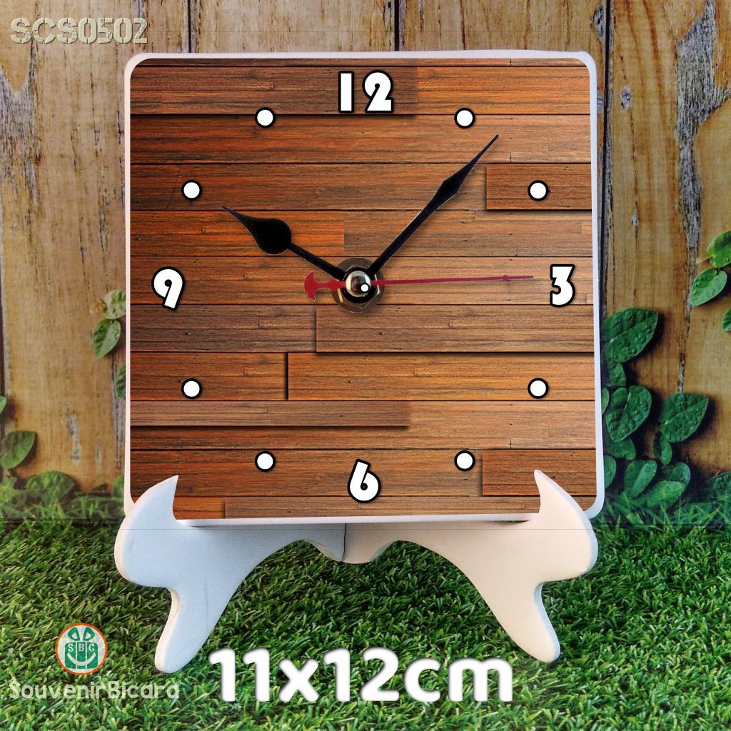 Jual Custom souvenir hadiah jam meja bulat kotak aneka motif unik - Wooden 02 | Shopee Indonesia