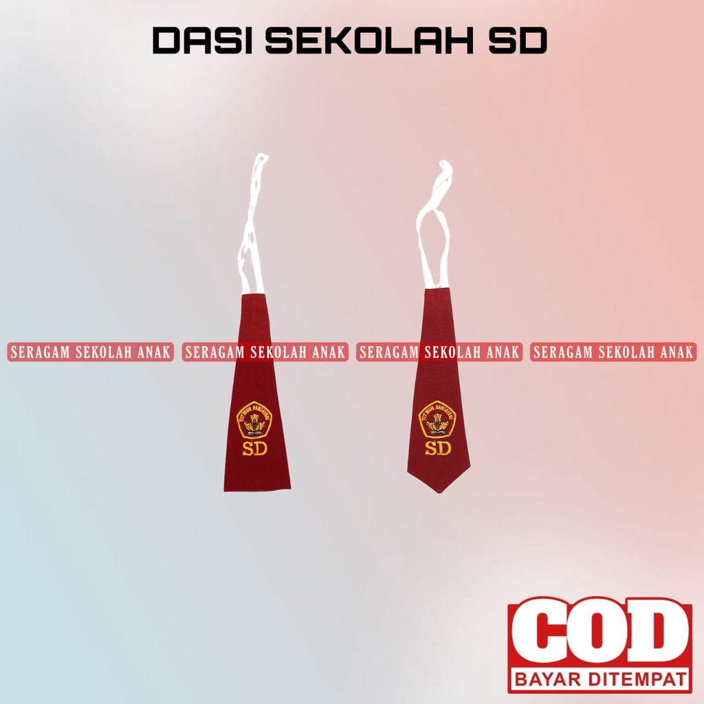 Jual Dasi SD Merah Logo Bordir Laki Laki Perempuan Seragam Sekolah SD ...