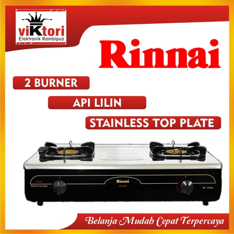 Jual RINNAI KOMPOR GAS 2 TUNGKU RI712A / KOMPOR GAS RINNAI STAINLESS ...