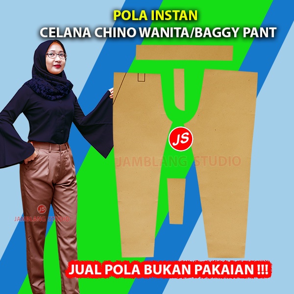 Jual Pola Instan Celana Chino Wanita / Baggy Pant [ Pola Baju Jamblang Studio ] | Shopee Indonesia