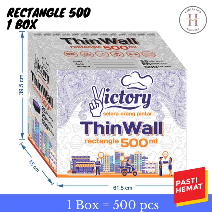 Jual Thinwall Victory Rectangle 500 ml ( 1 DUS ) | Shopee Indonesia