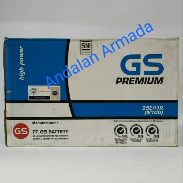 Jual Aki Astra Otoparts GS Premium N 100 / 95E41R (100Ah) + Air Aki Zuur | Shopee Indonesia