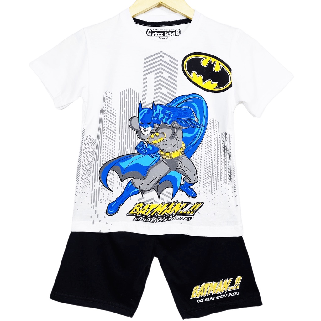 Jual Setelan Baju anak Karakter Motif Superhero Batman Biru | Shopee ...