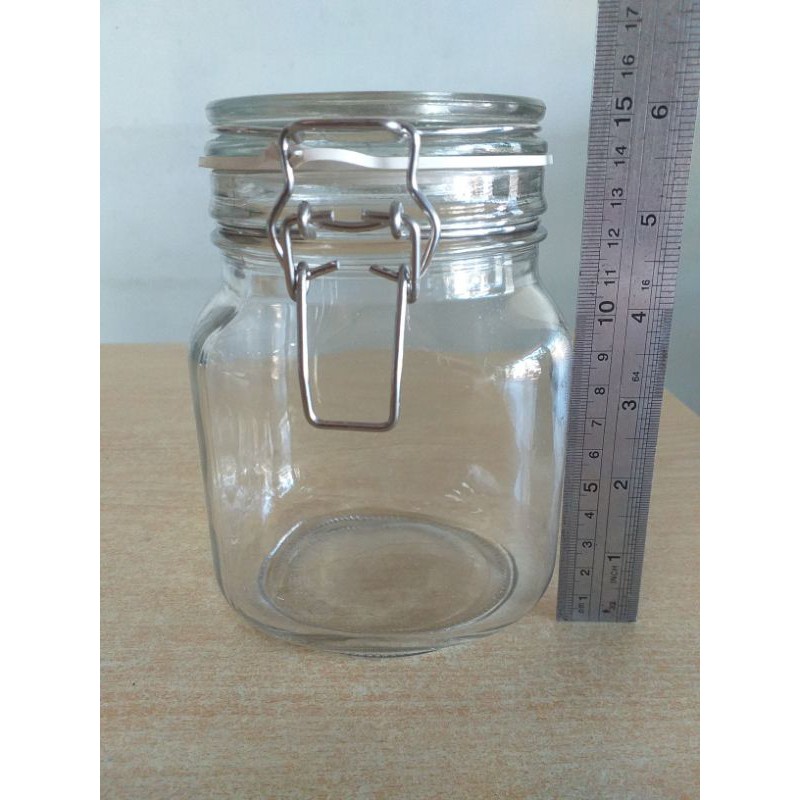 Jual Toples Kaca Hermetico 1 Liter / Toples Kaca Segi Jepit Tutup Karet ...