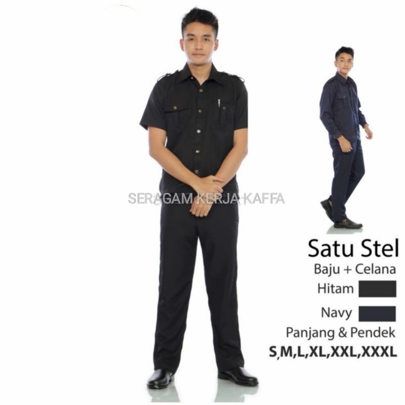 Jual Setelan safari Security Satpam Lengan Pendek Hitam Navy Model ...