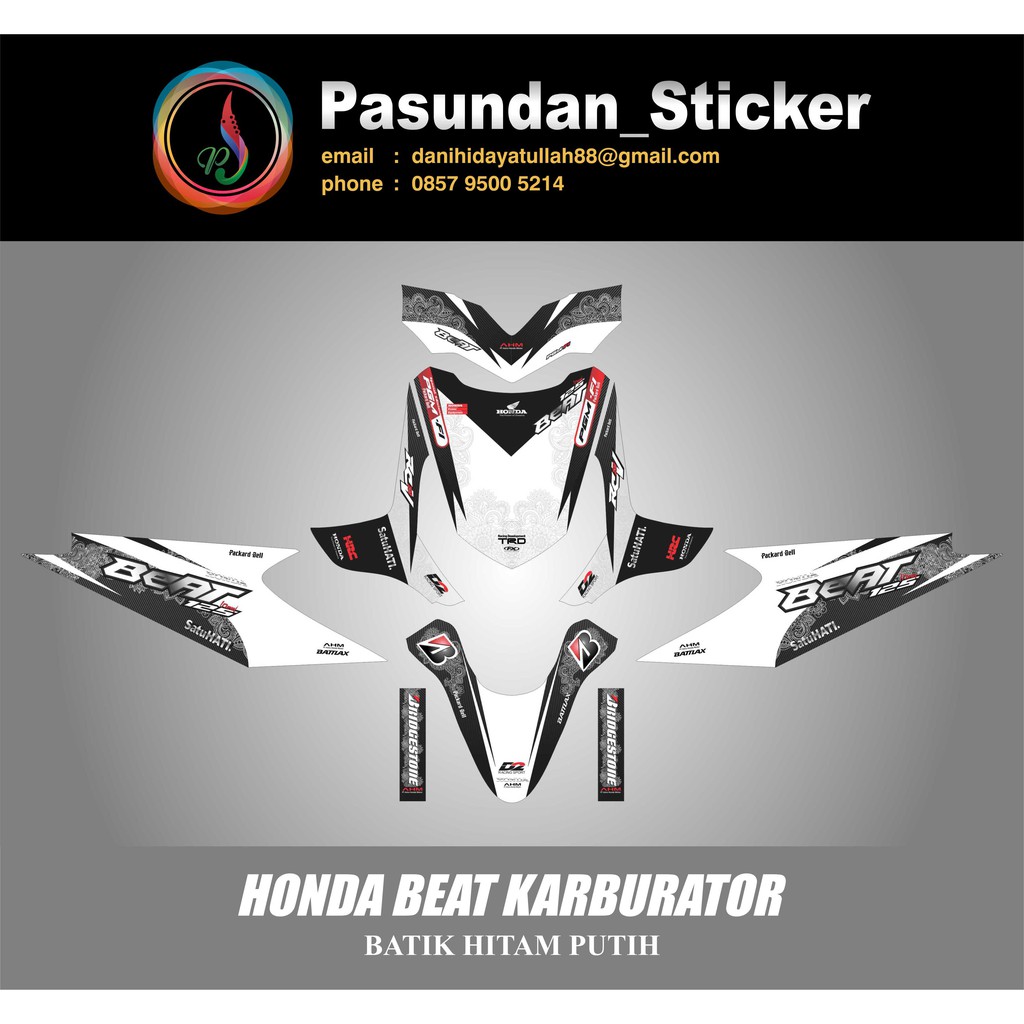 Jual DECAL STICKER HONDA BEAT KARBURATOR BATIK HITAM PUTIH | Shopee ...